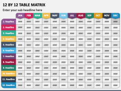 12 By 12 Table Matrix for PowerPoint and Google Slides - PPT Slides