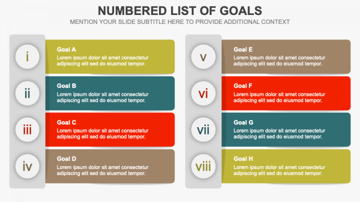 Numbered List of Goals PowerPoint and Google Slides Template - PPT Slides