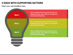 3 Ideas with Supporting Sections PowerPoint and Google Slides Template ...