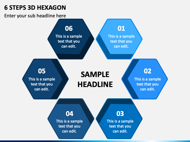 6 Steps 3D Hexagon PowerPoint and Google Slides Template - PPT Slides