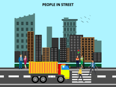 People in Street Illustration for PowerPoint and Google Slides - PPT Slides