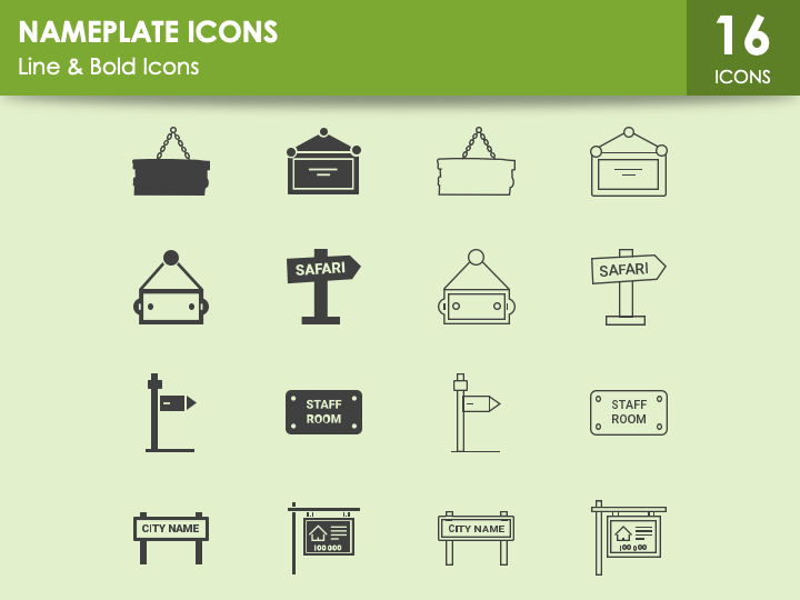 Nameplate Icons for PowerPoint and Google Slides - PPT Slides