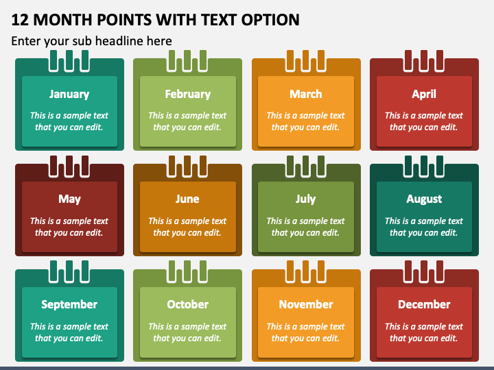 Free 12 Month Points with Text Option for PowerPoint and Google Slides