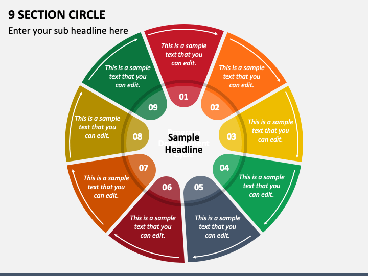 9 Section Circle PowerPoint Template and Google Slides Theme