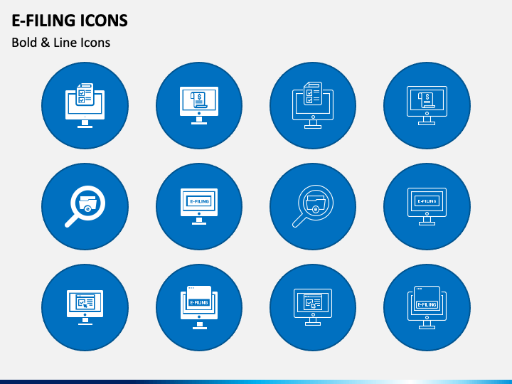 E-Filing Icons for PowerPoint and Google Slides - PPT Slides