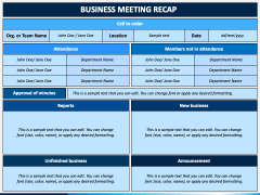 Business Meeting Recap PowerPoint and Google Slides Template - PPT Slides