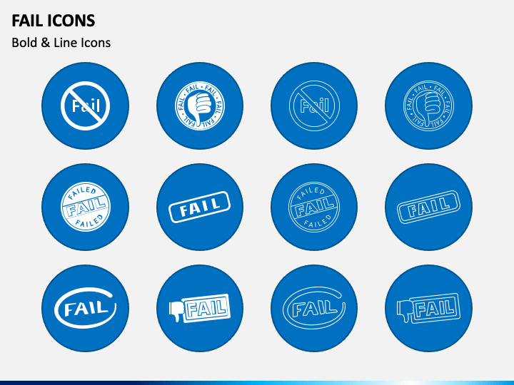 Fail Icons for PowerPoint and Google Slides - PPT Slides