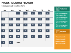 Project Monthly Planner PowerPoint and Google Slides Template - PPT Slides