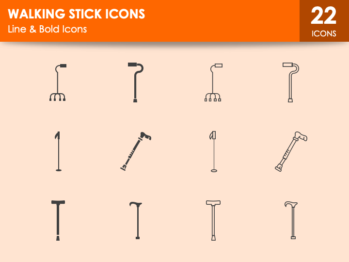 Walking Stick Icons for PowerPoint and Google Slides - PPT Slides