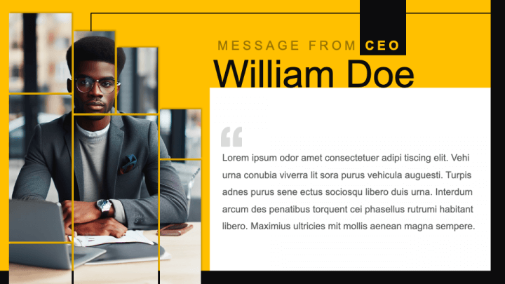 Message from CEO PowerPoint and Google Slides Template - PPT Slides