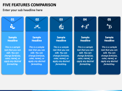 Five Features Comparison PowerPoint Presentation Slides - PPT Template